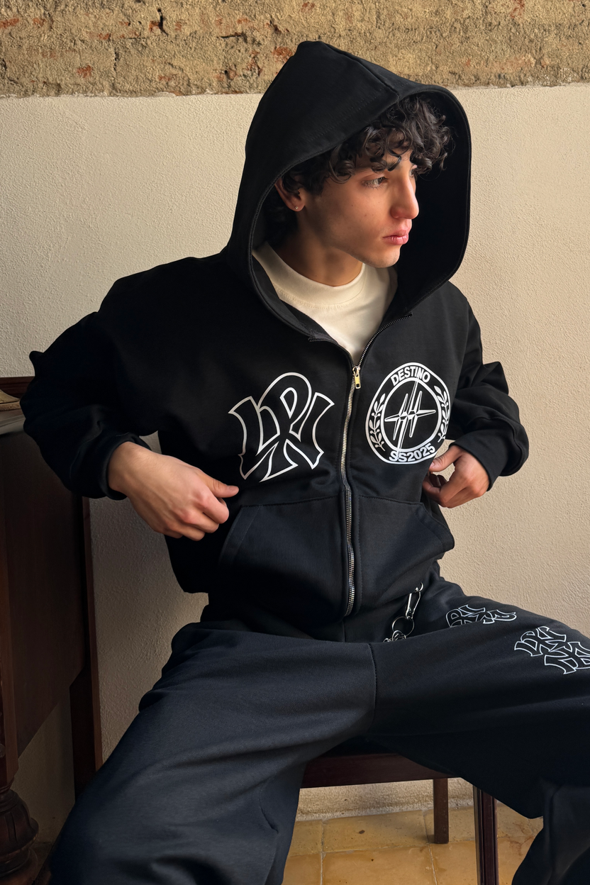 Hoodie Zip Up Vantablack Color Negro Estilo Streetwear | F4t3 Clothing ...